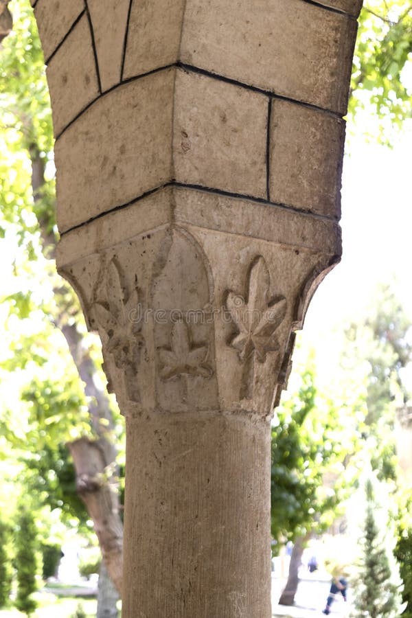 Historical Column with Leaf Reliefs. Stock Photo - Image of close ...