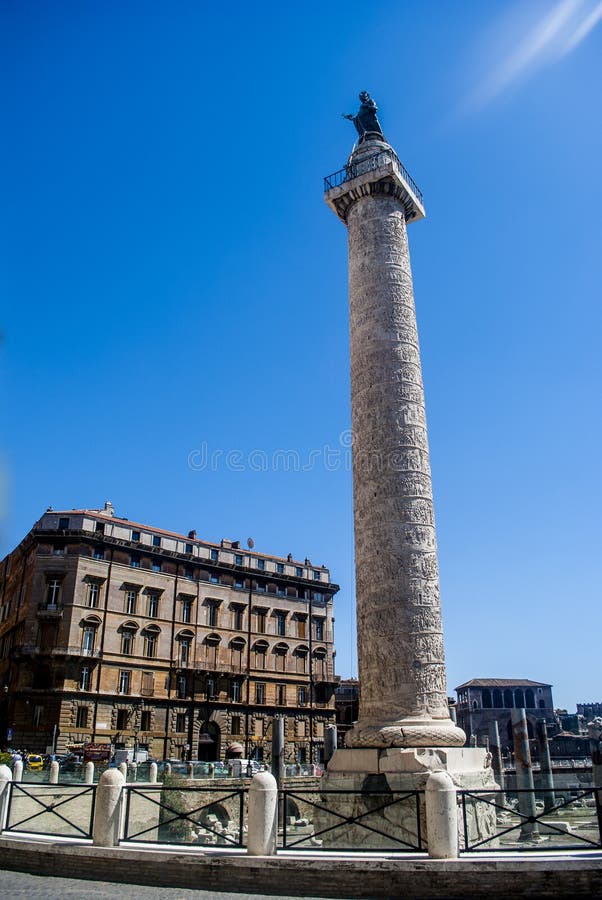 The Historical Column Of Traian, In Rome Stock Image - Image of ...