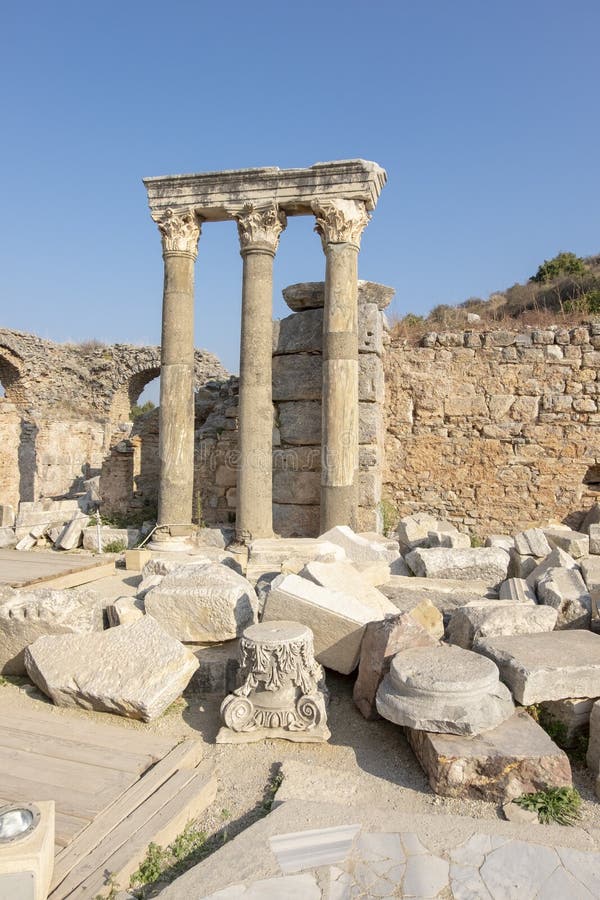 Historical Columns in Ancient City Ephesus Stock Image - Image of ...