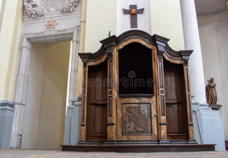 The Historical Confessional at Baroque Church Editorial Stock Photo ...