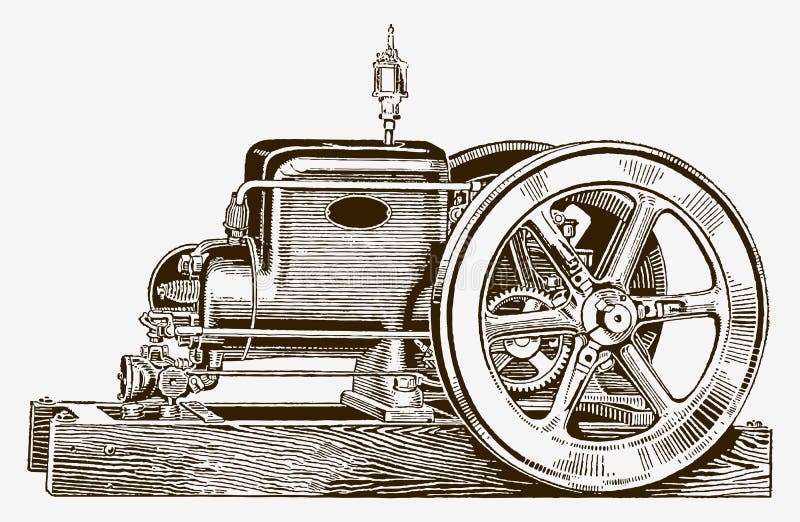 Historical Farm Engine in Side View Stock Vector - Illustration of ...