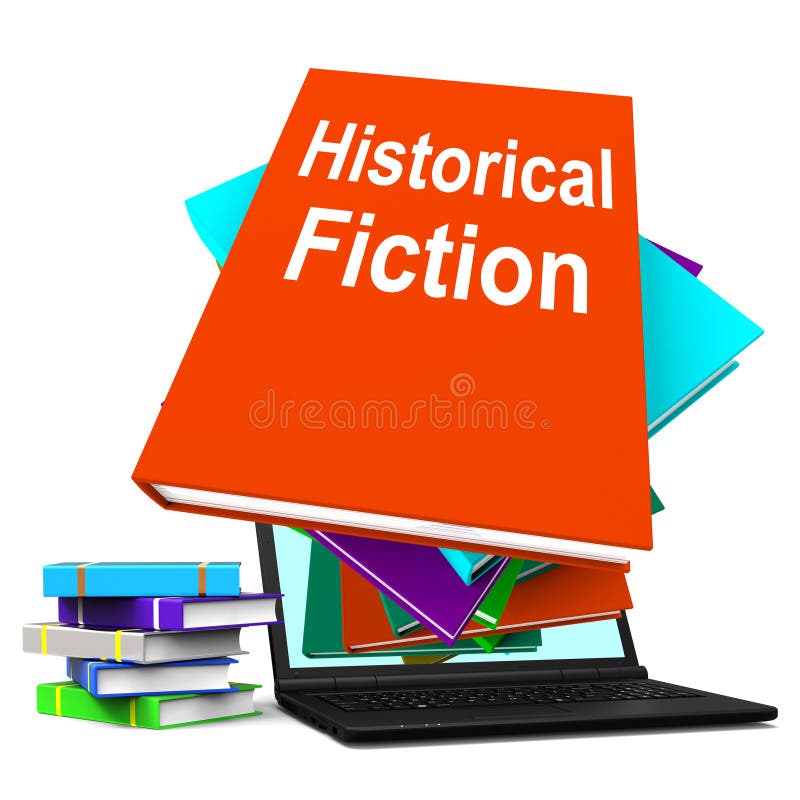 Historical Fiction Book Stack Laptop Means Books from History Stock ...