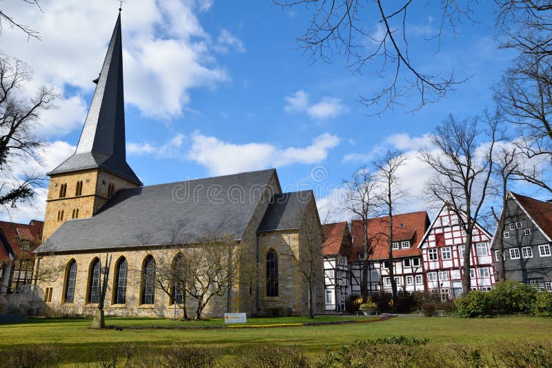 Historical German Church in Spring Time Stock Image - Image of bell ...