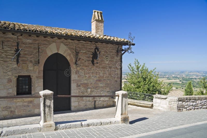 Historical House. Assisi. Umbria Stock Image - Image of arch, allwood ...