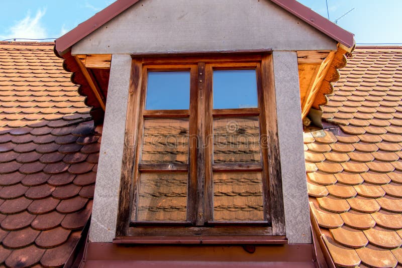 Historical House Roof and Attic Windows Stock Image - Image of sunshine ...
