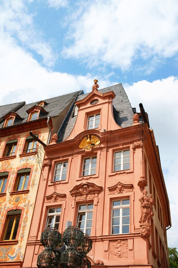Historical houses in Mainz stock photo. Image of cloudy - 20187688