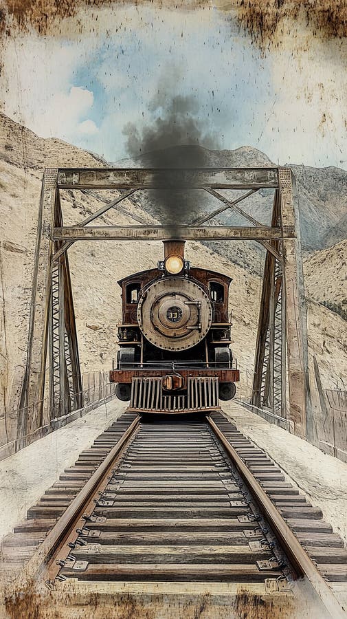 Historical Image of the First Train Crossing a Newly Constructed Bridge ...