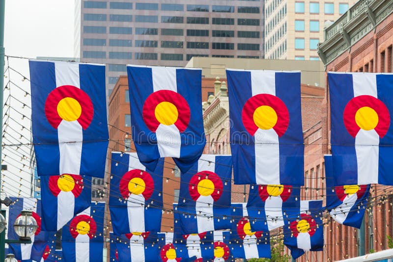 Larimer Square stock image. Image of summertime, flag - 88409015