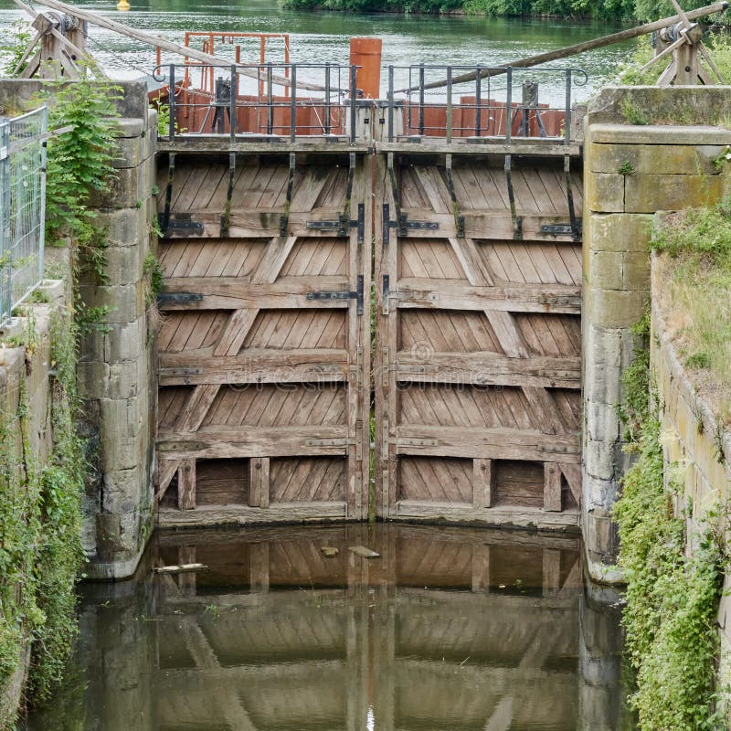 Historical Lock with a Wooden Lock Gate Stock Photo - Image of ...