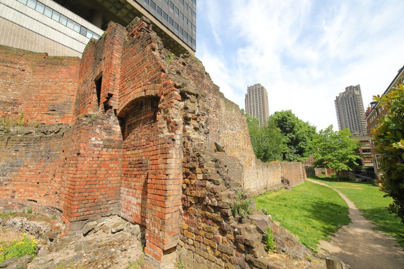 Historical London Wall Walk Path London UK Stock Photo - Image of ...