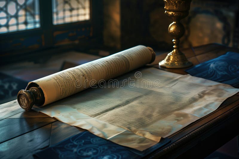 Historical Manuscript and Ancient Scroll on Old Table Stock Image ...