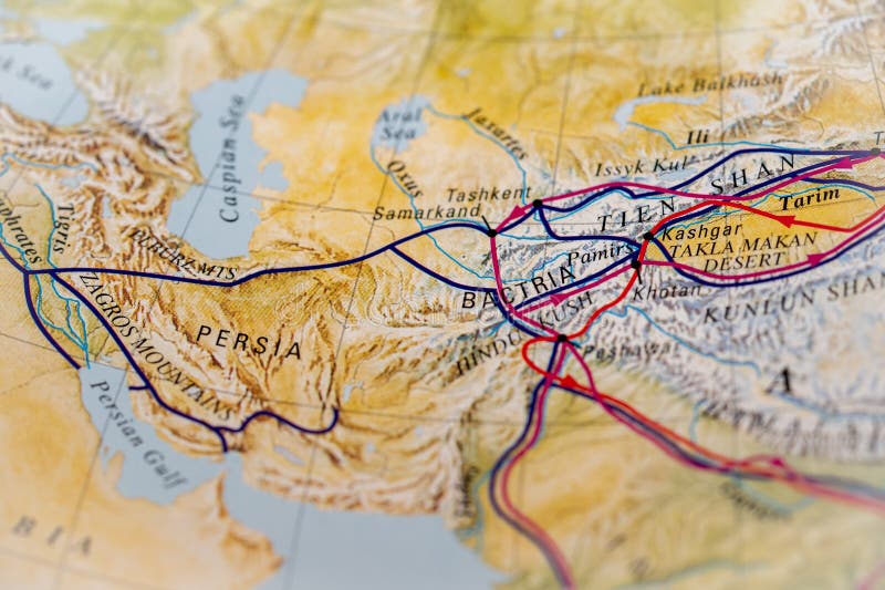Historical Map of the Silk Road from a History Book. Editorial Photo ...