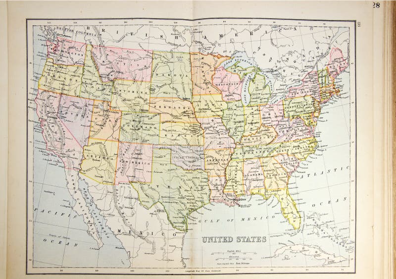 Antique Map of North America 1875 Stock Illustration - Illustration of ...