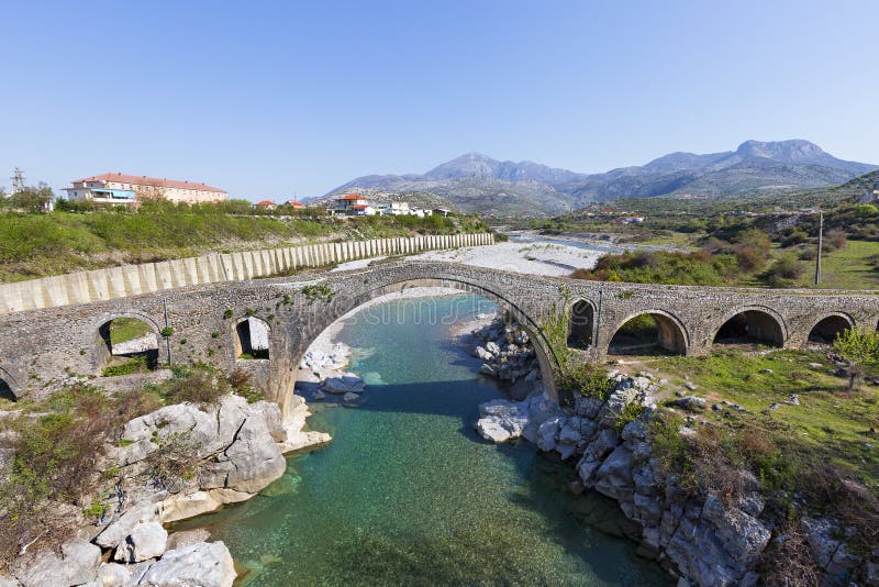 The Old Ottoman Mesi Bridge in Shkoder Stock Image - Image of ...