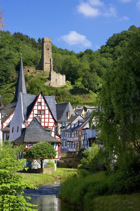 Historical Monreal with Its Castle Stock Photo - Image of stream, park ...