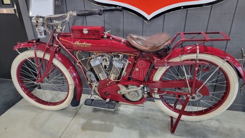 Historical Motorcycle red editorial photo. Image of motorcycle - 260666151