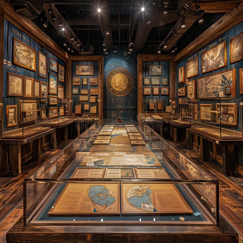 Historical Museum Exhibit Space with Interactive Displays Artifacts ...