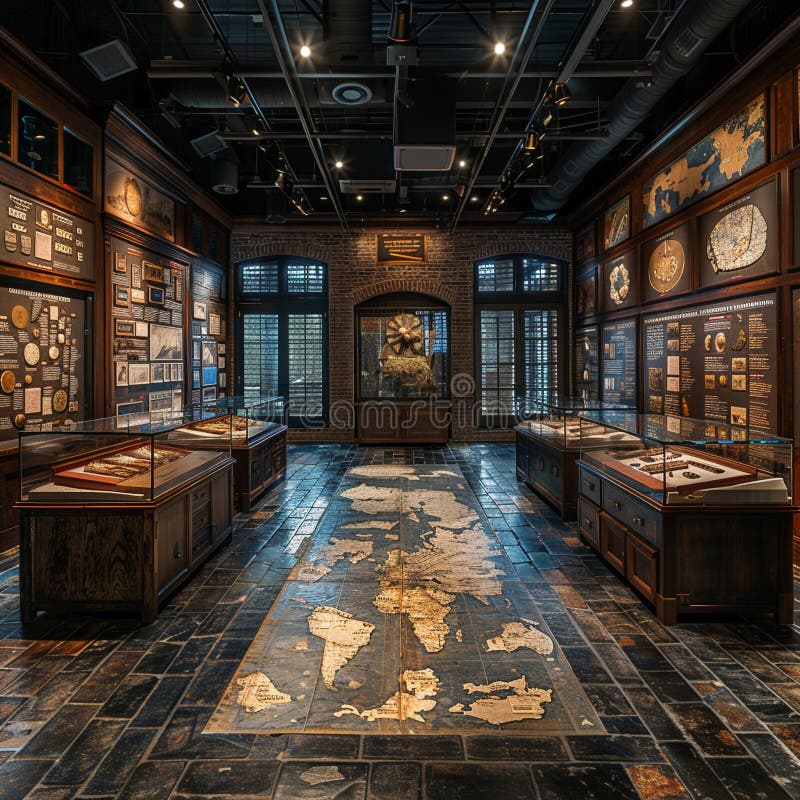 Historical Museum Exhibit Space with Interactive Displays Artifacts ...