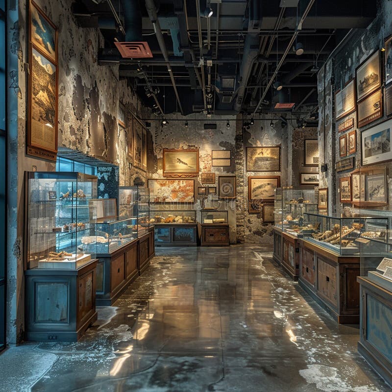 Historical Museum Exhibit Space with Interactive Displays Artifacts ...