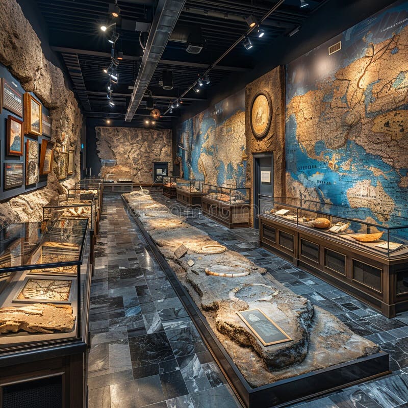 Historical Museum Exhibit Space with Interactive Displays Artifacts ...