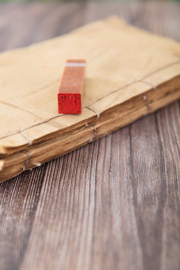 A Historical Old Book and a Stone Seal Stock Image - Image of books ...