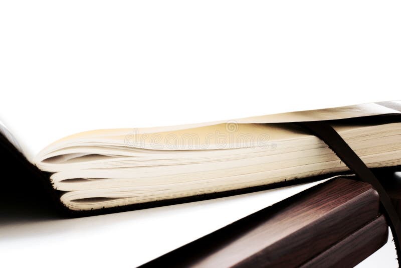 Historical Old Open Leather Book Stock Photo - Image of dirty, metalic ...