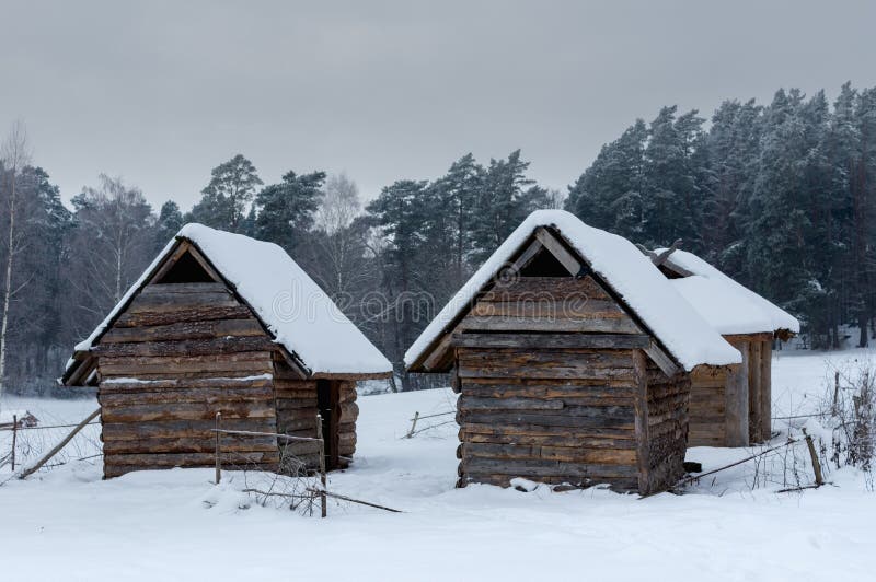 Historical Peasant Hut in Winter Stock Photo - Image of winter ...