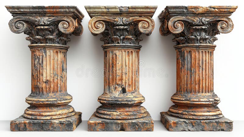 The Historical Pillars are Set Apart on a Plain White Surface. Stock ...