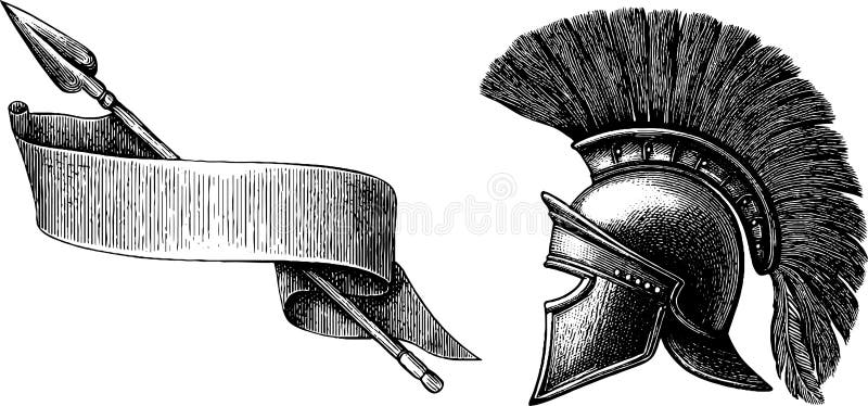 Historical Plume Helmet and Banner Illustrations for Design and ...