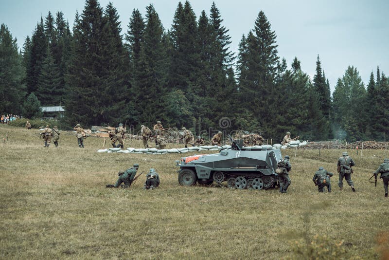 Historical Reconstruction Second World War. German Soldiers in a ...