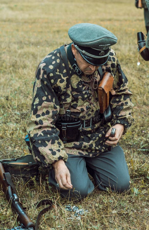 Historical Reconstruction Second World War. German Soldiers Inspect ...