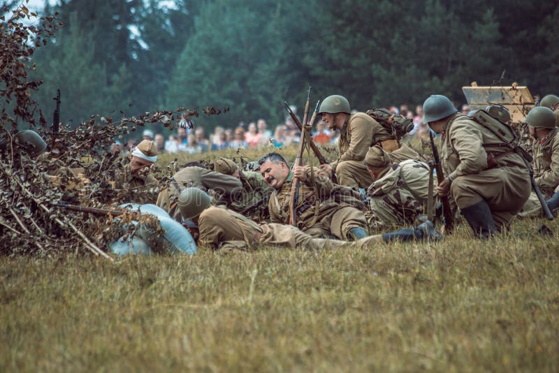 Historical Reconstruction Second World War. Soldiers on the Battlefield ...
