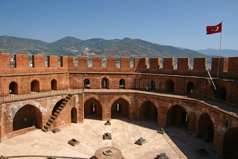 Historical Red Tower - Alanya Stock Photo - Image of building, alanya ...