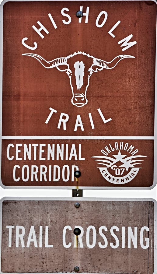 Historical Roadside Sign for Chisholm Trail, Okarche Stock Image ...