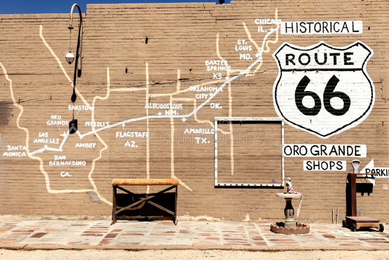 Historical Route 66 Map Drawn on a Wall Editorial Stock Image - Image ...