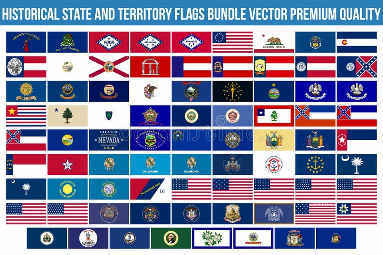 Historical State and Territory Flags Bundle Vector Premium Quality ...
