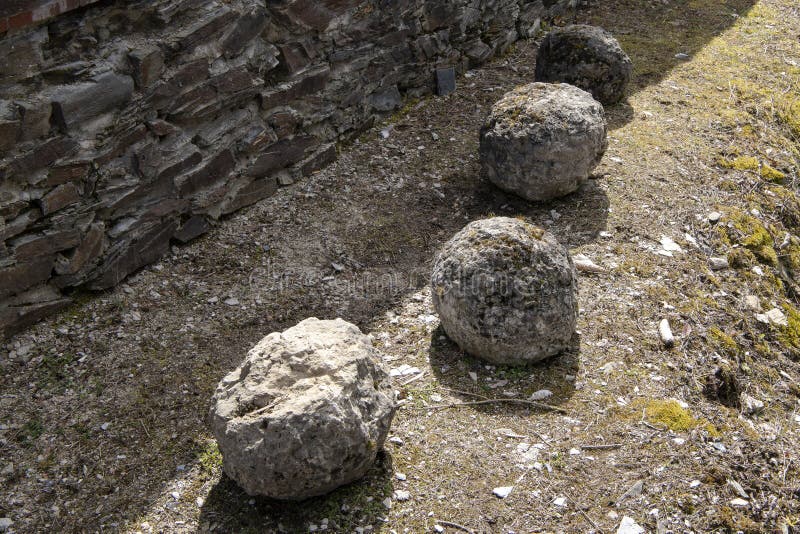 Historical Stone Balls As Bullets from Middle Age Stock Photo - Image ...