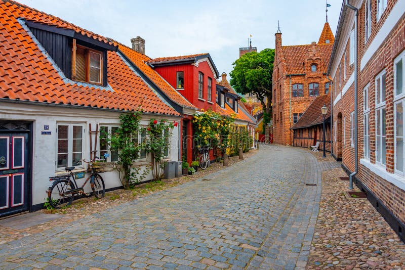 Historical Street in the Center of Ribe, Denmark Stock Image - Image of ...