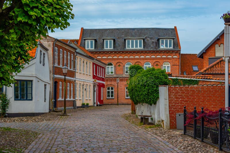 Historical Street in the Center of Ribe, Denmark Stock Photo - Image of ...