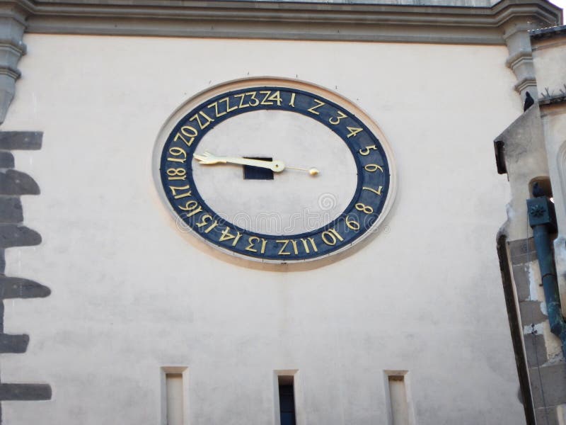 Historical Sun Clock with 24 Hours Stock Photo - Image of tower ...