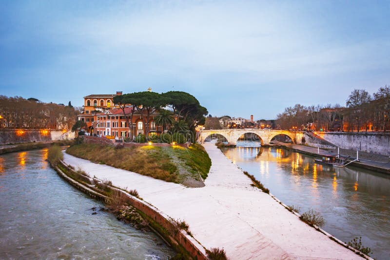 The Historical Tiber Island in Rome Stock Image - Image of ancient ...