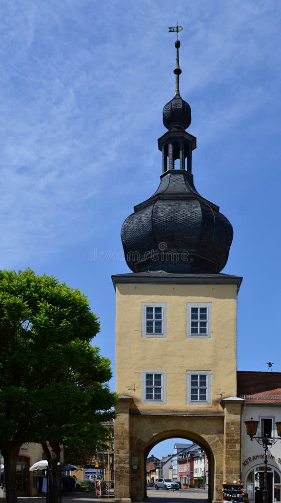 Historical Tower and Gate in the Old Town of Saalfeld, Thuringia Stock ...