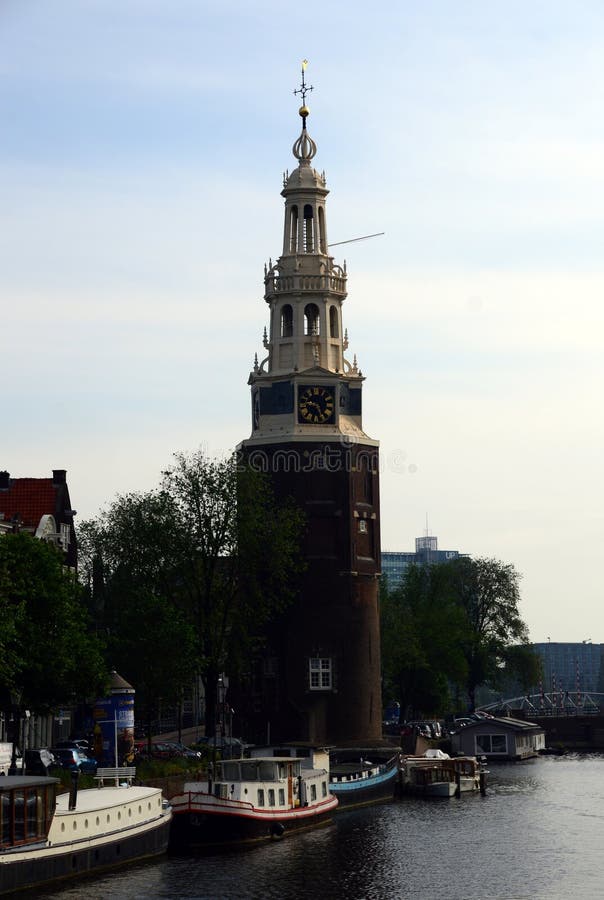 Historical Tower in the Old Town of Amsterdam Editorial Photography ...