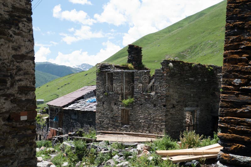 Historical Village of Ushguli in Georgia Stock Image - Image of svan ...
