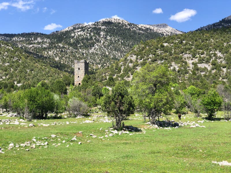 Historical Watchtower Stone Structure Stock Image - Image of mountains ...