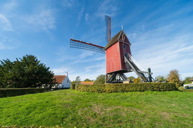 Historical Windmill in Retranchement, the Netherlands Stock Photo ...