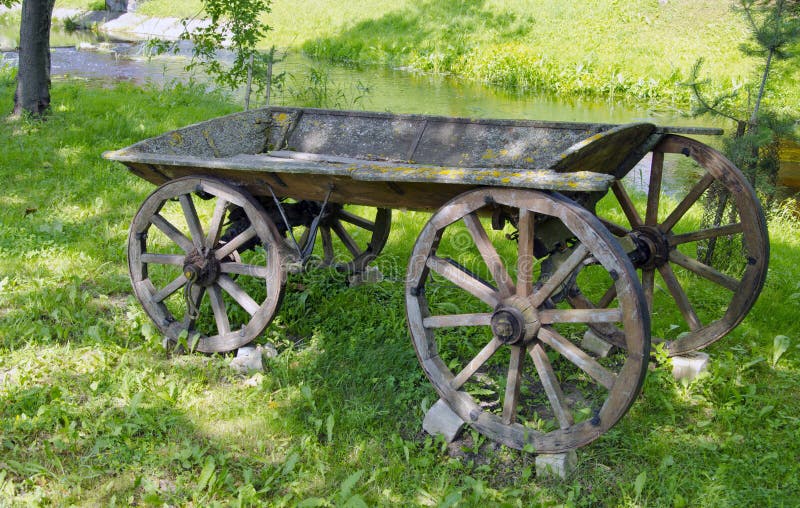 Historical Wooden Carriage in Rural Park Stock Image - Image of ...