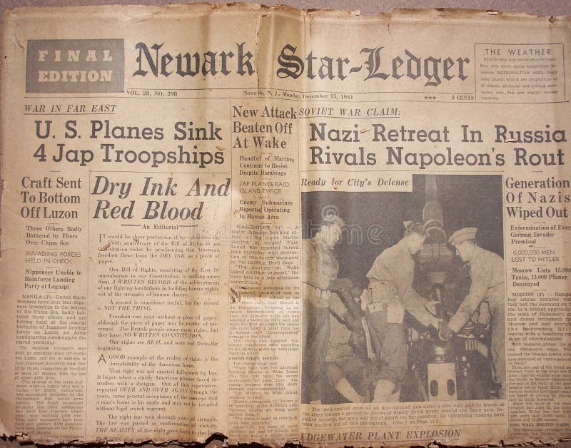 Historical World War Headlines Editorial Photo - Image of unity ...