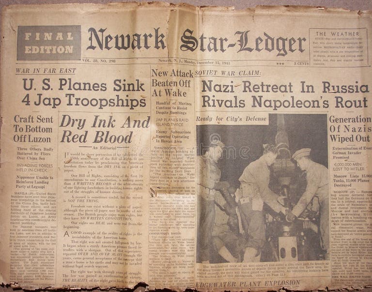 Historical World War Headlines Editorial Stock Image - Image of history ...