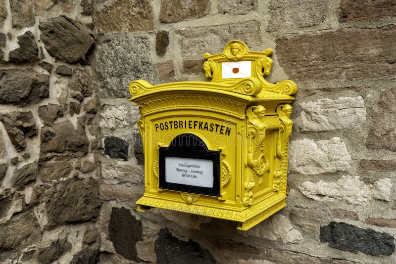 Historical Yellow Mailbox in Germany Editorial Stock Photo - Image of ...